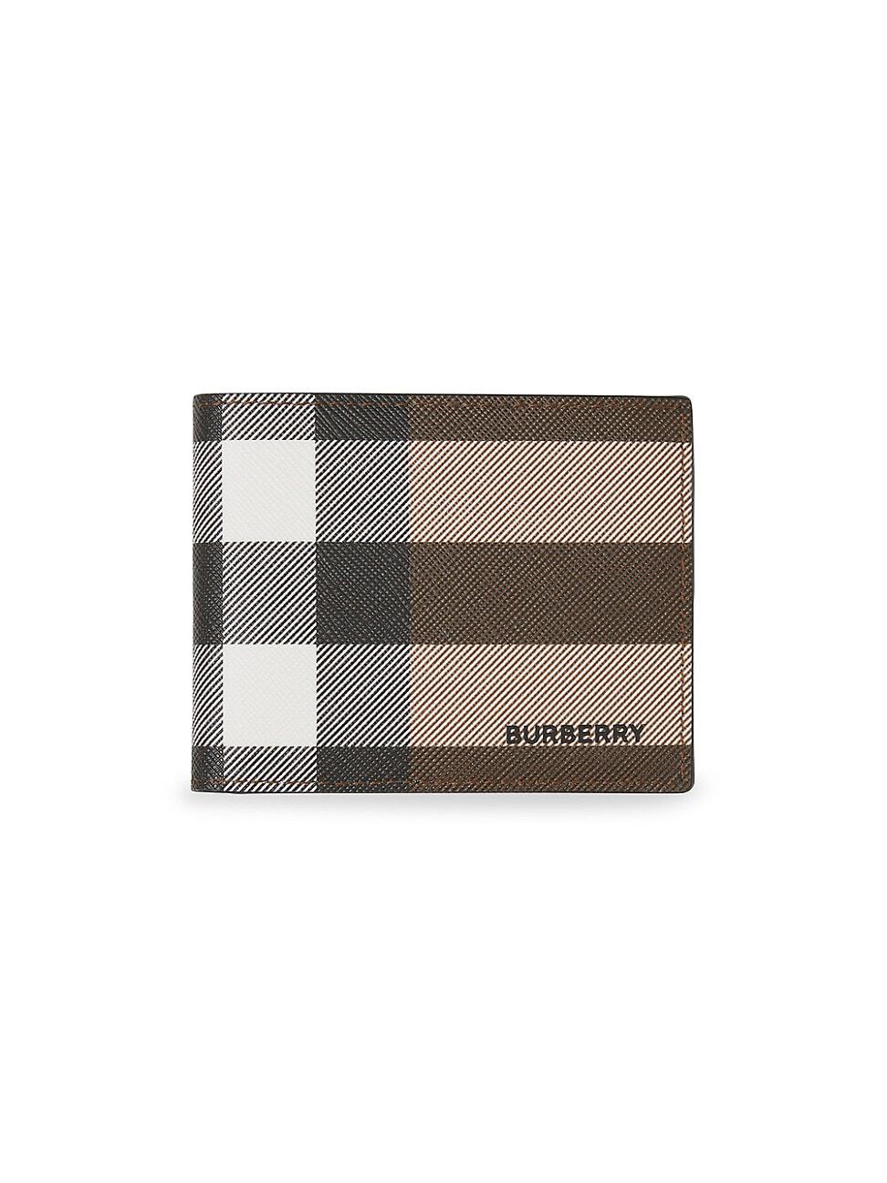 Burberry Men's Vintage Check E Canvas Bi Fold Wallet Dark Birch